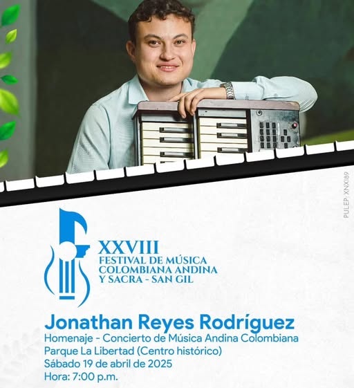 El sangileño Jonathan Reyes será homenajeado este sábado en el Festival de Música Colombiana ...